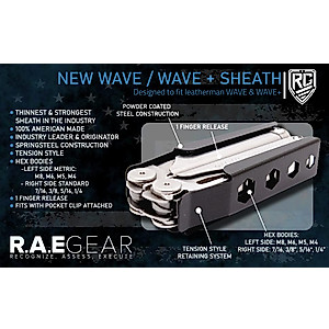 WAVE PLUS/NEW WAVE Sheath Compatible with Leatherman Multitools Made in The USA made of spring steel (TOOL NOT INCLUDED) (2.25" BELT CLIP)