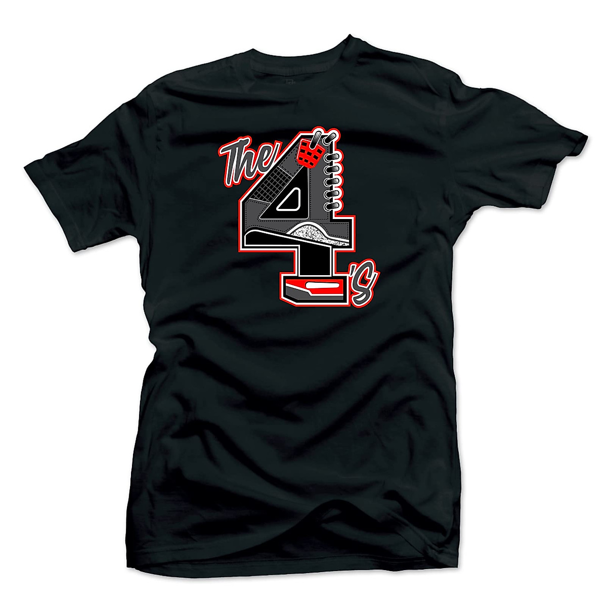 SNELOS Shirt to Match Jordan 4 Red Thunder Bred Match Sneaker Tee