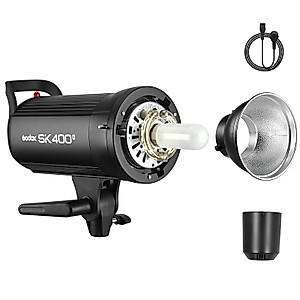 Godox SK400II Studio Strobe 400W, 2.4G Wireless X System GN65 5600K Monolight with Bowens Mount 150W Modeling Lamp, Outstanding Output Stability, Anti-Preflash
