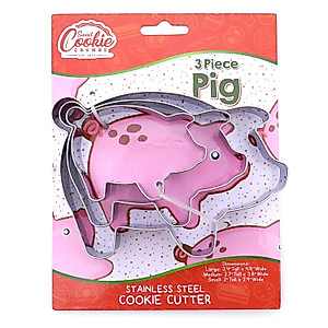 Pig Farm Animal Cookie Cutter Set, Large 3-Piece Set, Premium Food Grade Stainless Steel, Dishwasher Safe