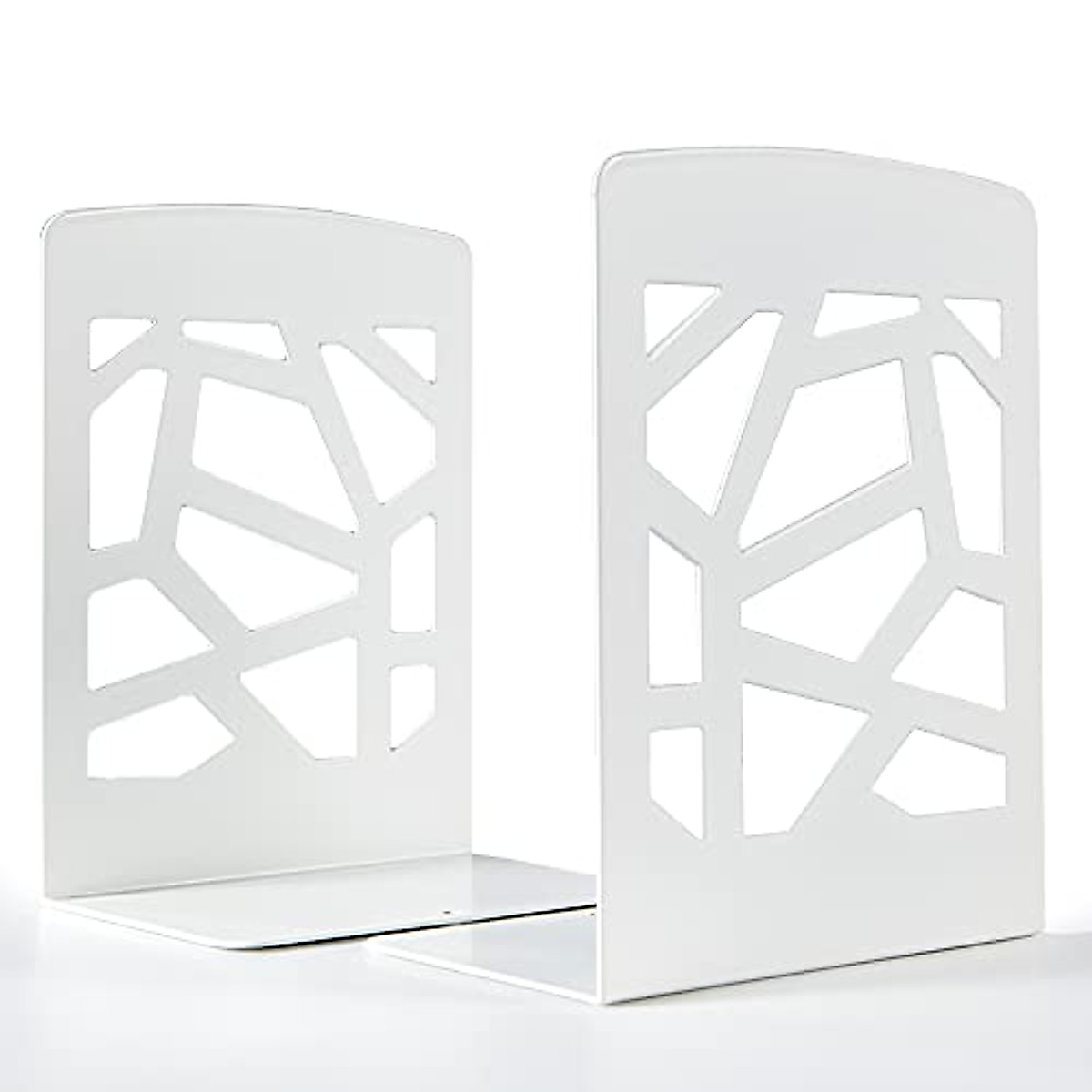 COCOMK Book Ends,Bookends for Shelves,Decorative Bookend Heavy Duty Book End for Office,Home,Black Book Holder for Kids, White