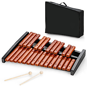 Giantex 25 Notes Xylophone Glockenspiel, Wooden Percussion Instrument with 2 Mallets and Carrying Bag, Suitable for Beginner Kids School Band Music Teaching Party