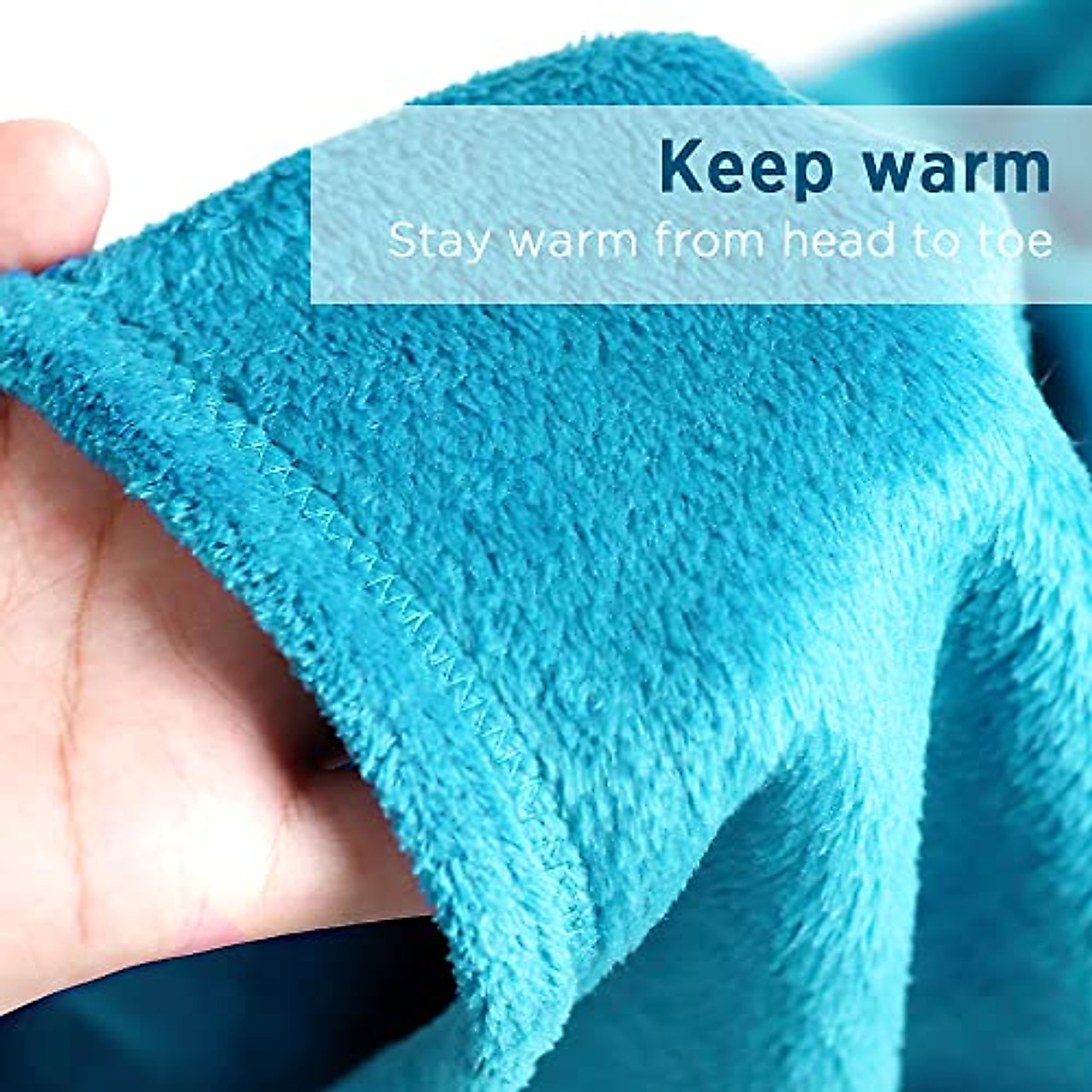 Sunyana Premium Fleece Wearable Blanket with Sleeves,Lightweight Wearable TV Throws Warm Cozy Super Soft Sleeved Wrap Robe Blanket for Indoor Living, Gift for Adult Women and Men(Lake Blue)
