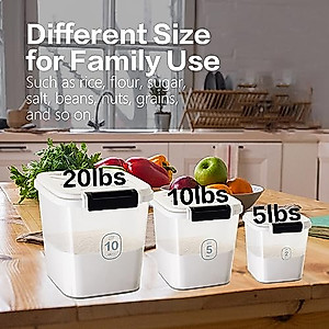 LivLab 10LBS Flour Container - Rice Dispenser 10LBS/5KG/5Qt Food Cereal Container Bins with Measuring Cup for Household Pantry Organization (10 LBS)