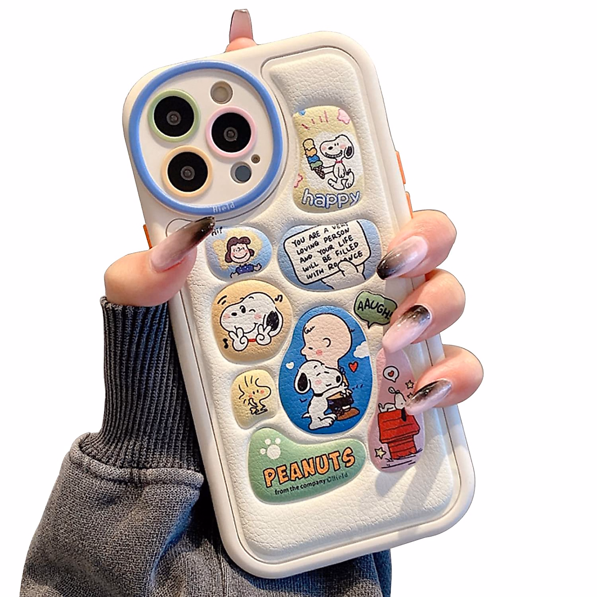 aartvark tees Compatible with iPhone 13 Pro Max Cute Case, TPU Leather Phone Emboss Cartoon case Soft Rubber Shockproof Protective for iPhone 13 Pro Max Case Cover for Women Girls (White Puppy)