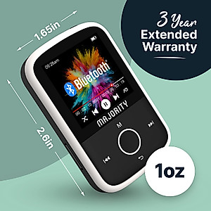 Bluetooth MP3 Player with Headphones, Sport Clip and Up to 128GB Expandable Storage | Majority MP3 Player, Bluetooth Music Player | MP3 & Digital Audio Players