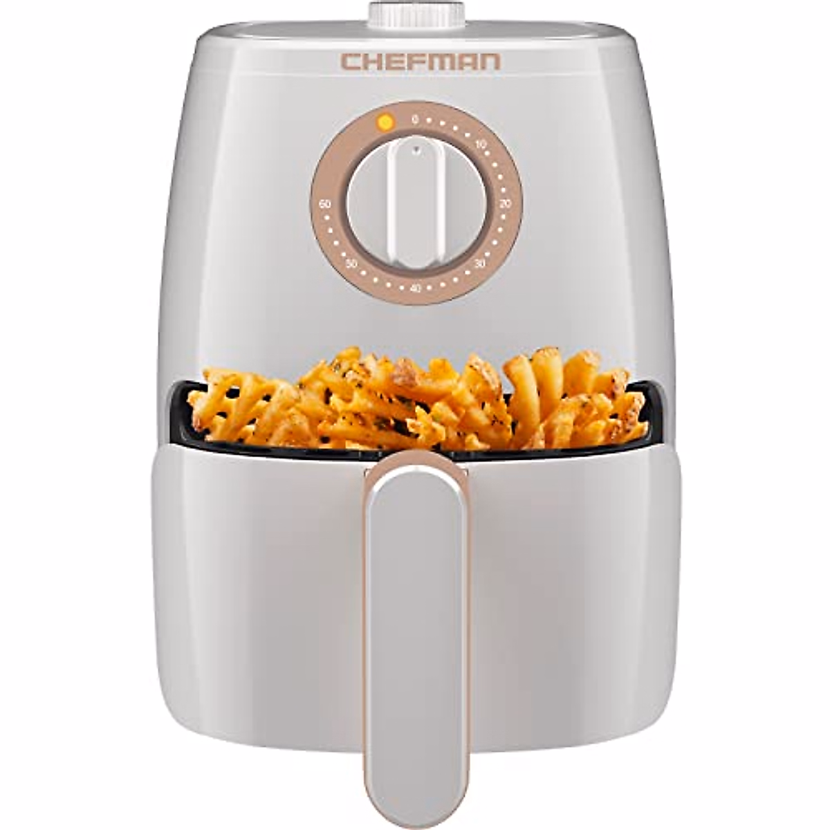 Chefman TurboFry 2-Quart Air Fryer, Dishwasher Safe Basket & Tray, Use Little to No Oil For Healthy Food, 60 Minute Timer, Fry Healthier Meals Fast, Heat And Power Indicator Light, Temp Control, White