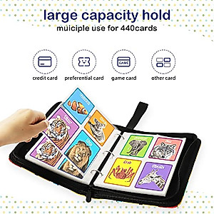 Card Binder 4-Pocket with 55 Removable Sheets Holds 440 Cards, Portable Waterproof Trading Card Holder for Game Cards, Yugioh, MTG, Trading Card Holder Gifts for Boys Girls