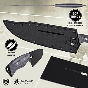DALSTRONG Delta Wolf Series Chef Knife 10" Bundled with Delta Wolf Series Slicing & Carving Knife 12" with PU Leather Sheath - Black Titanium Nitride Coating - G10 Camo Handle