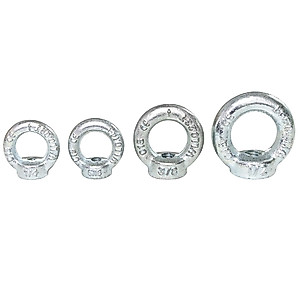 Axageid 3/8"-16 UNC Standard Lifting Eye Nuts, Drop Forged Galvanized Threaded Fastener, C15 Stainless Steel Ring Shape Lifting Eye Nut, 2 Packs