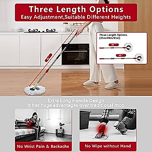 Hardwood Floor Mop for Floor Cleaning ,Tsmine Floor Microfiber Wet Dry Mop ,Commercial Household Clean Hardwood, Mop & Refills Set Include 2 Replacement Heads Refills and 61" Extended Mop Pole Handle