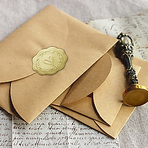 300 Parks Gold Heart Stickers Gold Embossed Heart Envelope Seals Wax Stickers Gold Embossed Envelope Stickers - Gold Stickers for Envelopes, Wedding Stickers Greeting DIY Decoration