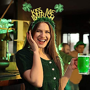 CLOACE St.Patrick Day Clover Headbands Green Shamrocks Hairband Sequins Irish Hair Hoop Parade Party Costume Hair Accesories