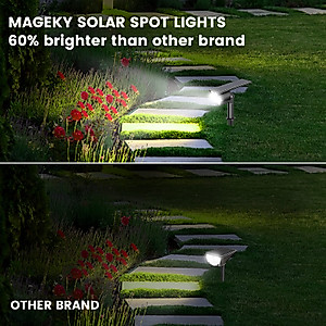 Mageky Solar Spot Lights Outdoor, Solar Outdoor Lights Waterproof, 360° Adjustable Beam Solar Landscape Lights Solar Powered Spotlights, Garden Solar Spot Lights for Yard Trees Flag 2PCS (Cool White)