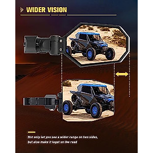 CO LIGHT UTV Side Rear View Mirrors LED Light Aluminium White Green Lights with Amber Turn Signal, Tube Clamp, Fits 1.5-2 Inch Roll Cage Bar, Compatible with Side by Side RZR Pioneer Rhino Wolverine