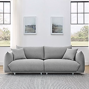 CEOTHA 90.5'' Modern Couch for Living Room Sofa,Solid Wood Frame and Stable Metal Legs, 2 Pillows, for Bedrooms Easy to Assemble Wooden Noise Free Platform Bed Suitable