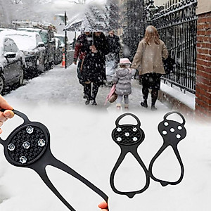 Ice Cleats Snow Traction Cleats Crampons for Shoe and Boots, Anti-Slip Snow Shoes Cleats Walk Traction Cleat for Walking on Snow and Ice (Black, S: 180 x 75 x 3mm)