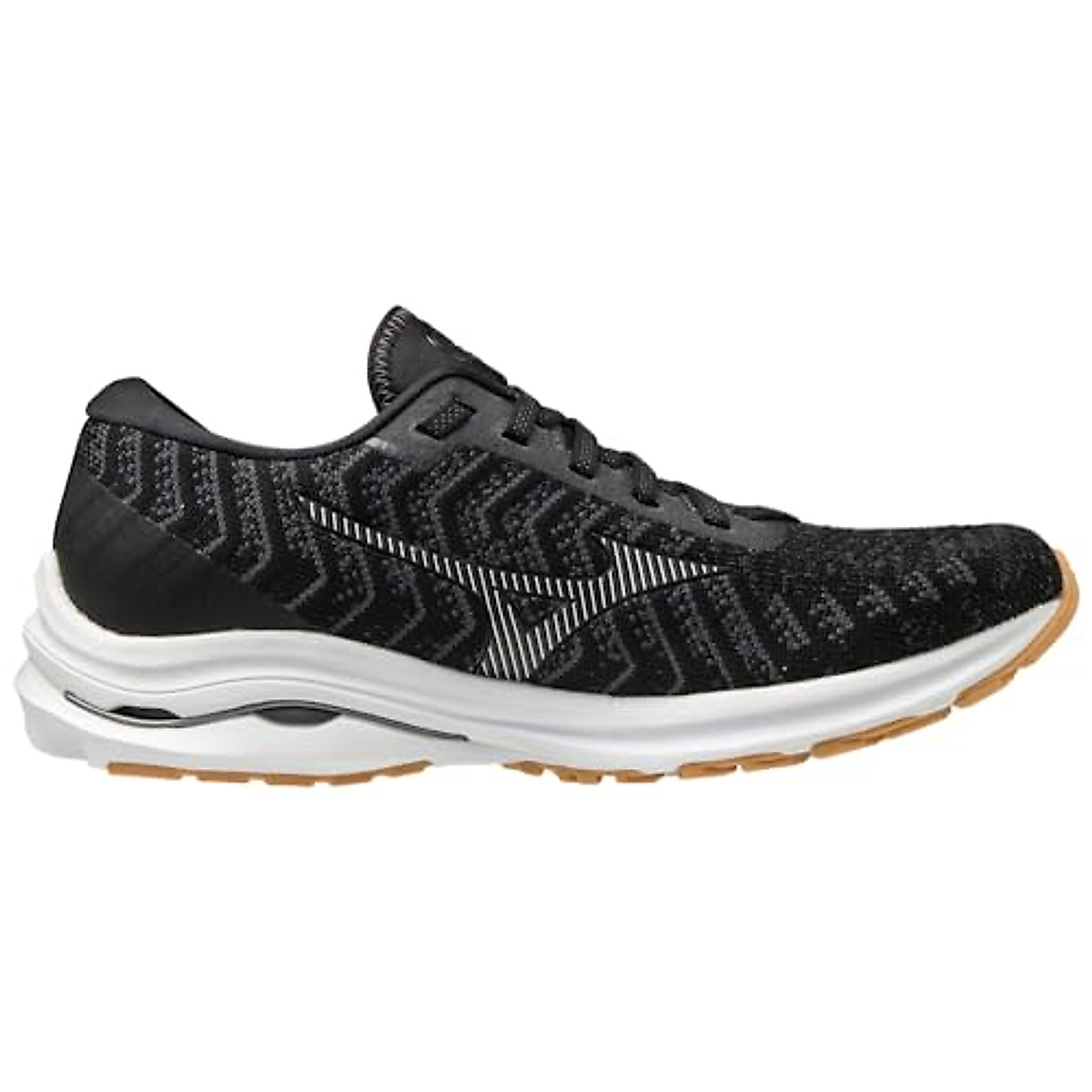 Mizuno Women's Wave Rider 24 WAVEKNIT Running Shoe, Black-Dark Shadow, 7 D US
