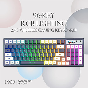 LexonElec Wireless Gaming Keyboard Chroma RGB Lighting, Long-Lasting Rechargeable 2000mAh Battery, Dual Color Water Resistant Mechanical Feeling Wireless Keyboard for PC Mac PS4 Xbox