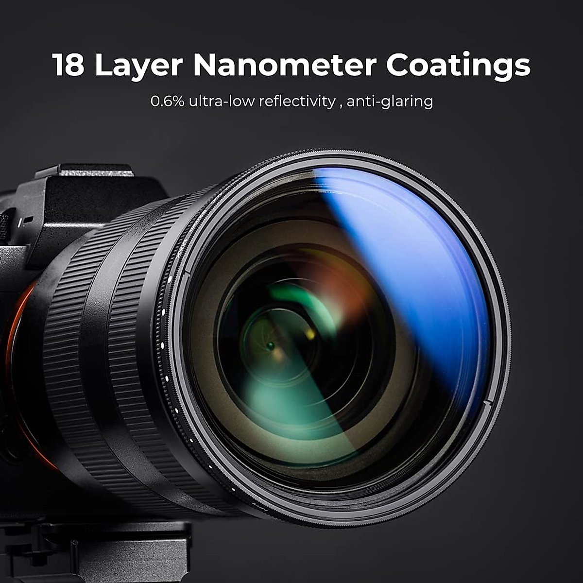 K&F Concept 72mm Variable ND Lens Filter ND2-ND400 (1-9 Stops) 18 Multi-Layer Coatings Adjustable Neutral Density Ultra Slim Lens Filter for Camera Lens (K-Series)