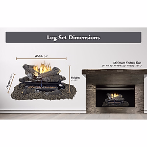 Pleasant Hearth 24-in Valley Oak Vent Free Gas Log Set 33,000 BTU's