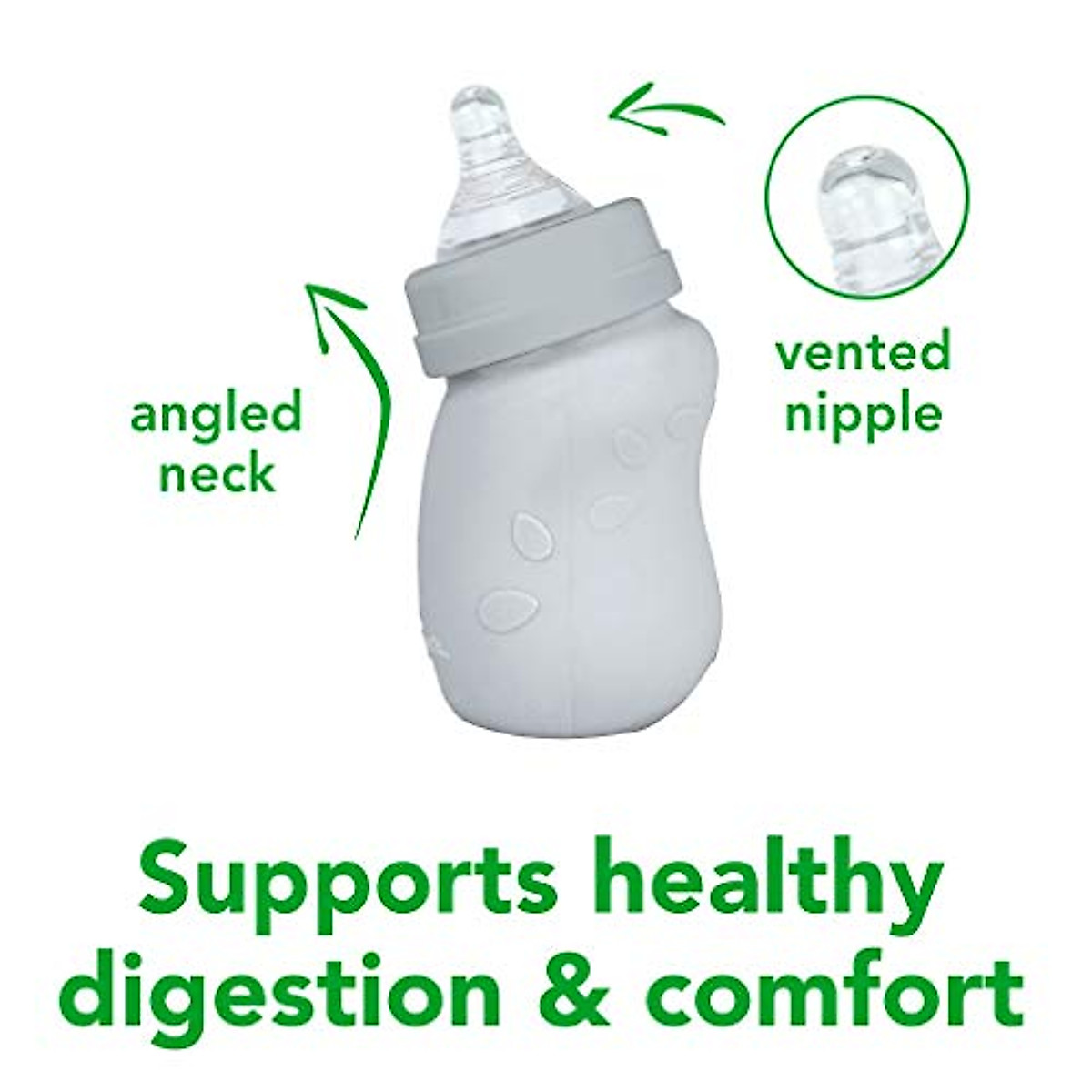 green sprouts Ware Baby Bottle Made from Plants and Glass, Angled Neck + Vented Nipple Prevent Colic, Made Without Petroleum-Plastic, BPA, BPS, BPF, Pink, 5 Oz