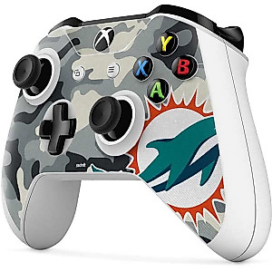 Skinit Decal Gaming Skin compatible with Xbox One S Controller - Officially Licensed NFL Miami Dolphins Camo Design