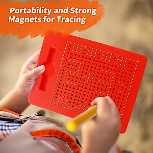 MAGBLOCK Magnetic Drawing Board Kids Writing Pad with Magnet Pen, Portable Educational Toys for Toddlers Kids Boys and Girls,Gifts Ideal for Travel and Road Trips (8.58in x6.89in)