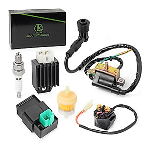 Ignition Coil Kit with 5 Pin AC CDI Box Voltage Regulator Rectifier Solenoid Relay & Spark Plug for Kazuma Meerkat 50cc Falcon 70cc 90cc 110cc Taotao Roketa Coolster 110CC ATV 3050B
