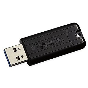 Verbatim 256GB Pinstripe USB 3.2 Gen 1 Flash Drive Retractable Thumb Drive - Black