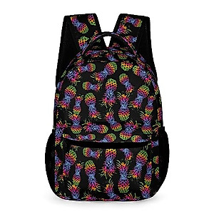 Pineapple on Black Unisex Laptop Backpack Cute Travel Backpacks Business Work Bag Computer Bag Casual Daypack
