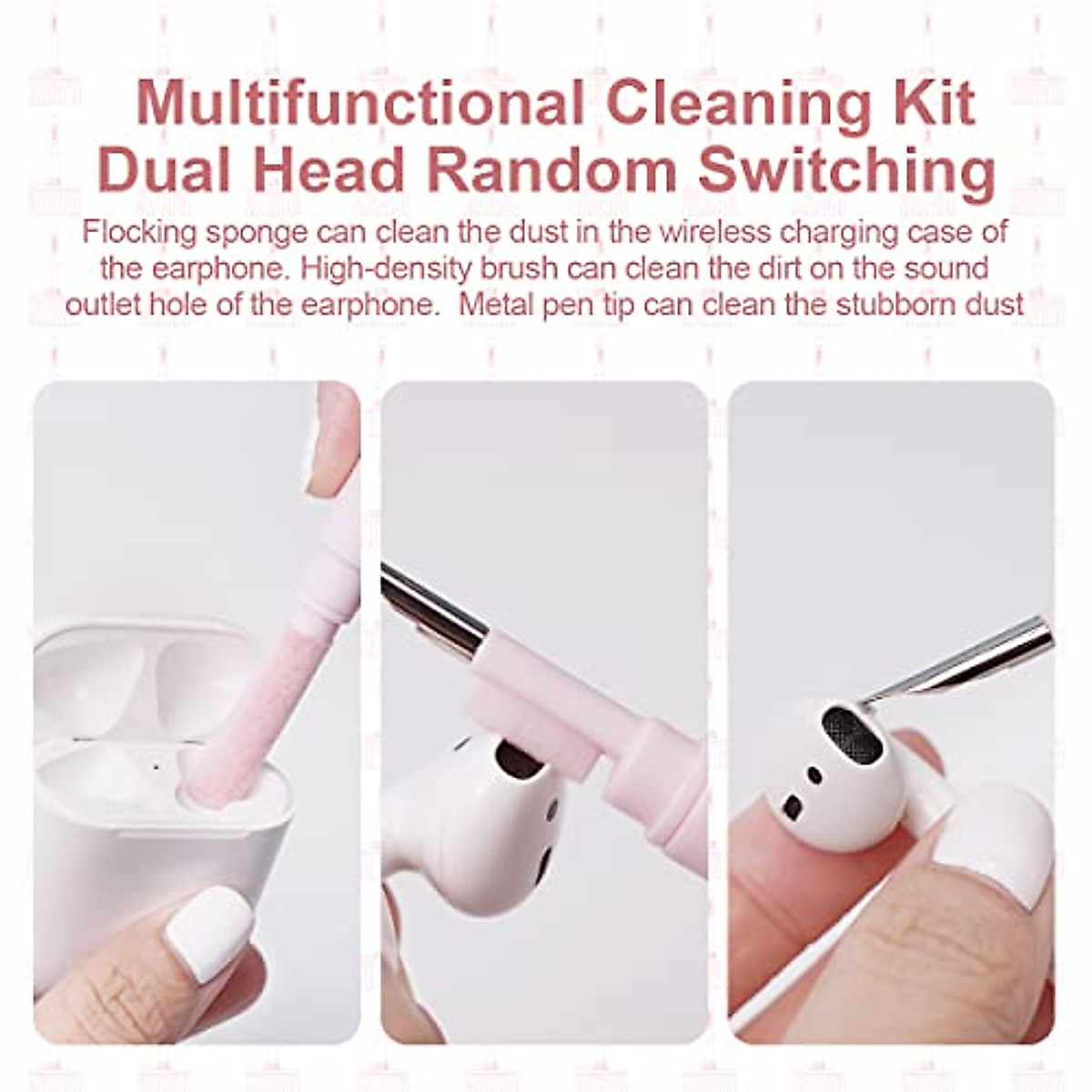 Hagibis Cleaning Soft Brush Keyboard Cleaner 5-in-1 Multi-Function Computer Tools Kit Corner Gap Duster Keycap Puller Remover for PC Laptop Airpods Pro Camera Lens (Pink)