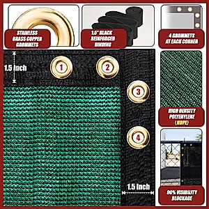 Amgo 6' x 50' Green Fence Privacy Screen, Commercial Standard Heavy Duty Windscreen with Bindings & Grommets, 90% Blockage, Cable Zip Ties Included (We Make Custom Size)