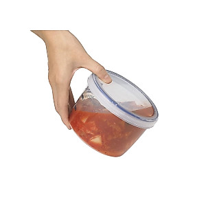 (Set of 3) Lustroware Airtight Nestable Food Container Set with Lid, Kitchen Home Reusable Meal Prep Storage, Canister with Calibration, Dishwasher & Microwave Safe (8.5, 17, 25 oz)