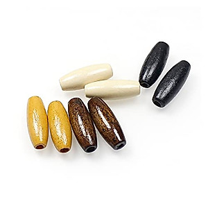 Bead Charms 20/50pcs Natural Olive Shape Loose Wood Beads Coffee/Black Handmade Wooden Puzzle Prayer Long Spacer Beads DIY Jewelry Making DIY Pendants ( Color : Black , Item Diameter : As photo 50ps )