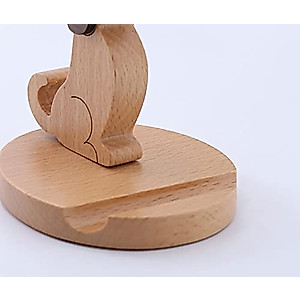 Pokanic Cell Phone Tablet Wooden Stand Dock Holder Cradle Mount Organizer Charger Station Table Desk Room Office School Kitchen Non-Slip Wood (Dog)