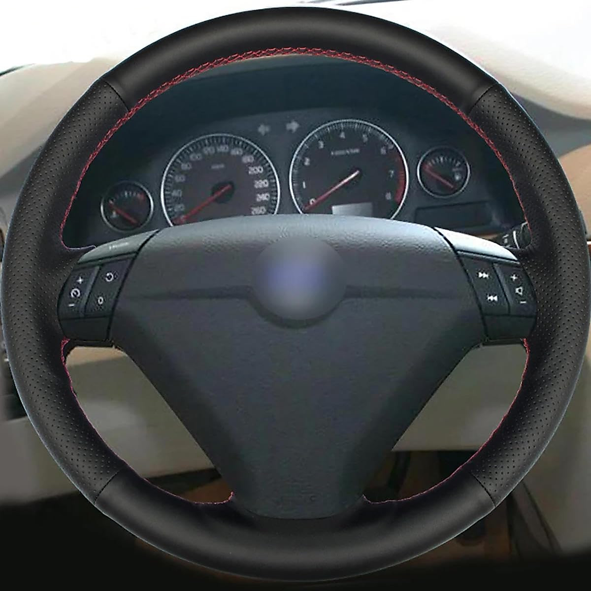 Fit for Volvo S60 2004-2010,Stitch Steering Wheel Cover,Lace Up Steering Wheel Cover,Non-Slip Sew On Steering Wheel Cover