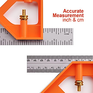 TICOFTECH Combination Square, 6 Inch/150mm, Set Square, Stainless Steel Ruler, Protractor Level Measure Measuring Set with Carpenter Pencils