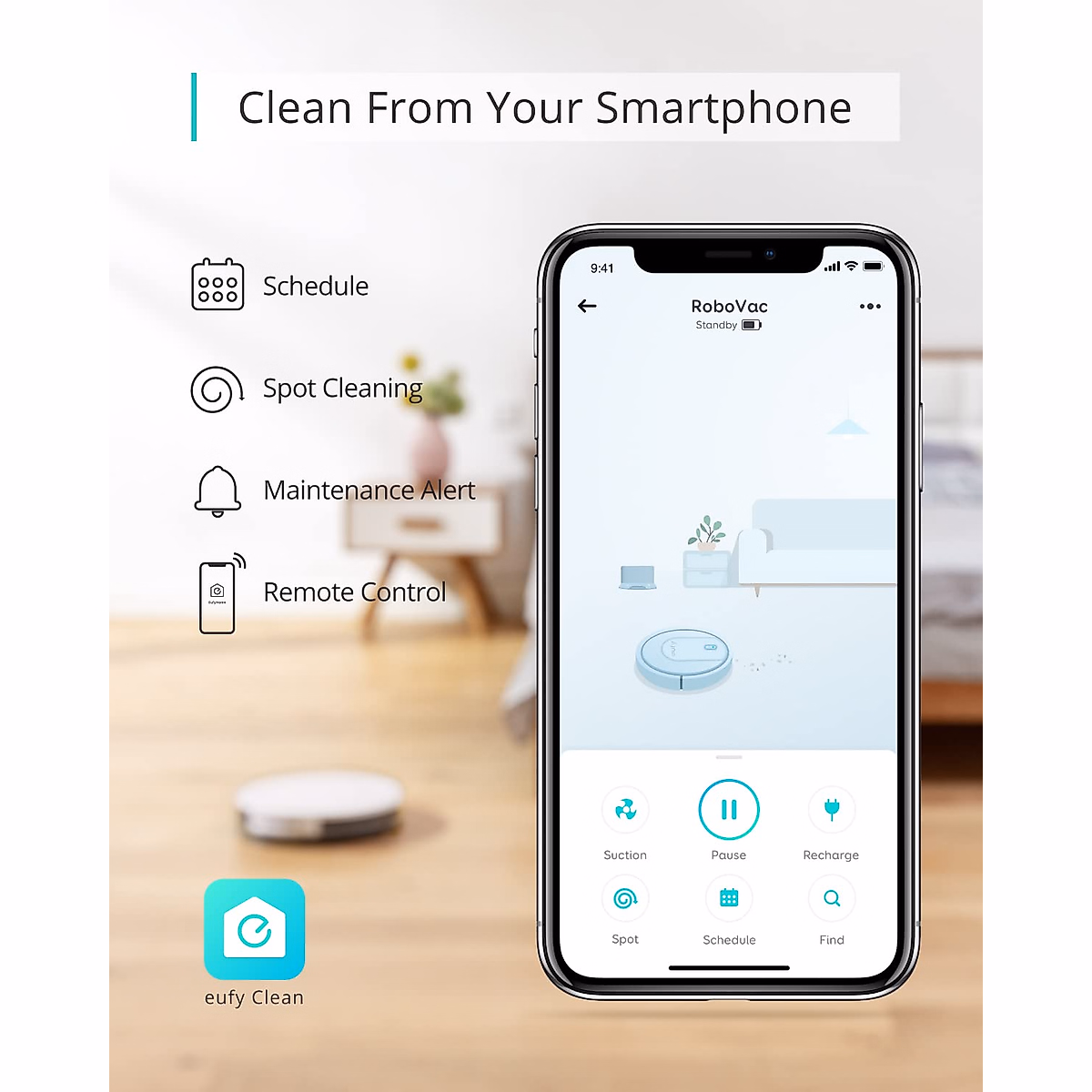 eufy by Anker, RoboVac G10 Hybrid, Robotic Vacuum Cleaner, Dynamic Navigation, 2-in-1 Sweep and mop, Wi-Fi, Super-Slim, 2000Pa Strong Suction, Quiet, Self-Charging, for Hard Floors Only