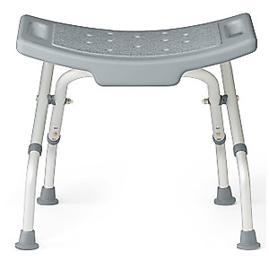 Medline Folding Shower Chair Without Back, Bath Chair Supports up to 250 lbs, Gray