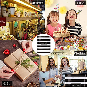 Daarcin 100pcs 16x18in Large Black and White Stripes Thank You Merchandise Bags,Die Cut Plastic Shopping Bags with Handle for Boutique,Party,Goodie,Stores,Clothes, Reusable Retail Bags for Bussiness