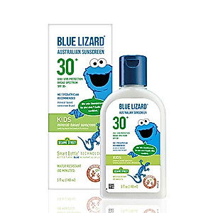 BLUE LIZARD KIDS Mineral Sunscreen with Zinc Oxide, SPF 30+, Water Resistant, UVA/UVB Protection with Smart Bottle Technology - Fragrance Free, Reef Safe Bottle, Unscented, 5 Fl.Oz