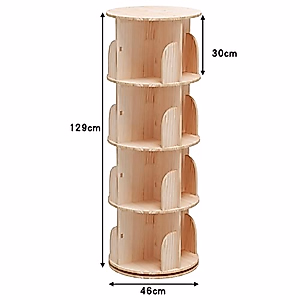 4 Tier 360° Rotating Stackable Shelves Bookshelf Organizer 360 Display Rotating Bookshelf Wood Book Shelf Organizer for Bedroom, Living Room, Study Room - Intexca