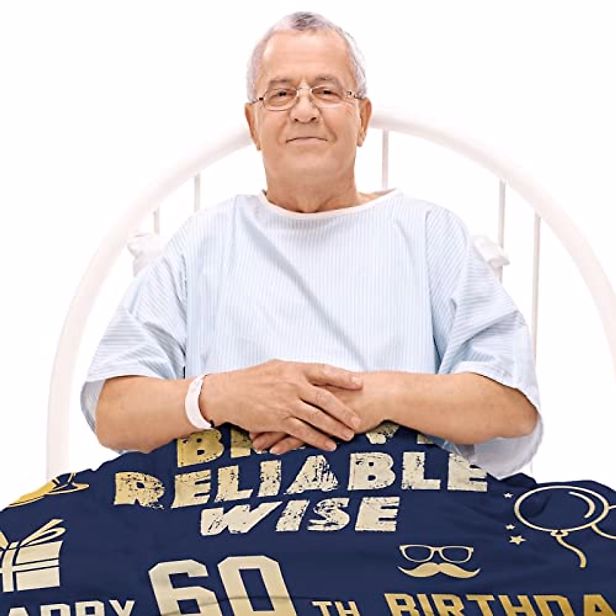 60th Birthday Gifts for Men, 60th Birthday Gifts for Him, 60 Year Old Birthday Gifts for Men, 60th Blanket 60th Birthday Decorations for Men, Gift for 60th Birthday Men, Navy Blue Blanket 60Lx50W Inch