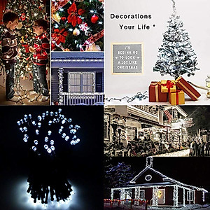 HOME LIGHTING 66ft Christmas Decorative Mini Lights, 200 LED Green Wire Fairy Starry String Lights Plug in, 8 Lighting Modes, for Indoor Outdoor Xmas Tree Wedding Party Decoration (White)