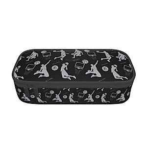 Perinsto Sport Baskground Pencil Case Big Capacity Multi Compartment Stationery Box Basketball Pencil Pouch Holder Desk Organizer For School Office Home