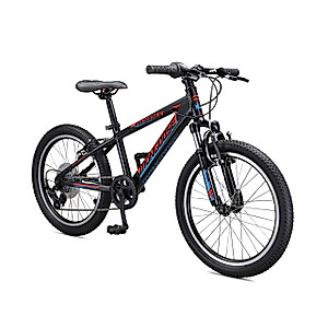 Mongoose Rockadile Kids Hardtail Mountain Bike, 20-Inch Wheels, Aluminum Step-Over Frame, 7-Speed Drivetrain, Black