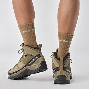 Salomon Men's QUEST ROVE GORE-TEX Leather Hiking Boots for Men, Kangaroo / Kelp / Black, 10.5