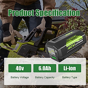 6.0Ah Replacement for Ryobi 40V Battery Lithium Ion Compatible with Ryobi 40 Volt Battery OP4015 OP4040 OP4026A OP40201 OP4050A OP4015 OP40261 OP4030 OP40401 OP4060 Cordless Power Tools (Green)