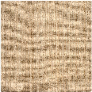 SAFAVIEH Natural Fiber Collection Area Rug - 5' Square, Natural, Handmade Farmhouse Jute, Ideal for High Traffic Areas in Living Room, Bedroom (NF747A)